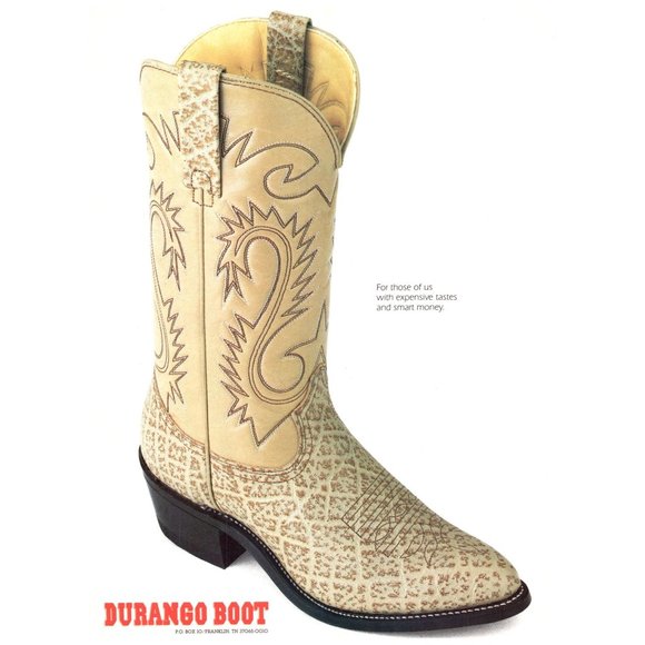 Durango | Art | 985 Durango Cowboy Boot Vintage Print Ad White 198s ...